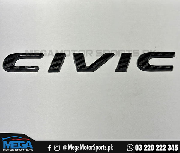 Civic X Matt Black Emblems CIVIC VTEC TURBO Logos – Mega Motor Sports
