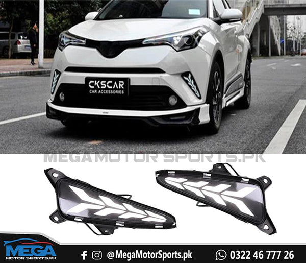 Toyota CHR Front Bumper LED DRL Arrow Style / Front LED DRL Arrow Styl ...